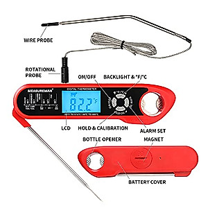 MEASUREMAN Digital Meat-Thermometer Instant-Read Food Temperature-Probe - with Magnet Calibration Thermometer Waterproof for Kitchen Cooking Grill BBQ Oven Candy