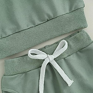 Sduydiosy Toddler Baby Girl Fall Outfit Letter Print Sweatshirt Top Elastic Waist Pant Cute Infant Newborn Winter Clothes Set (Daddys Girl Green, 18-24 Months)