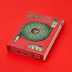 Numskull Official Grinch LED USB Type-C Cable and Thumb Stick Grips - 1.5M Fast Charging Lead, Nintendo Switch Controller Mod (Nintendo Switch)