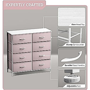 Sorbus Kids Dresser with 8 Drawers - Storage Unit Organizer Chest for Clothes - Bedroom, Kids Room, Nursery, & Closet (Pink, 31.5 x 12 x 32-8 Drawer)