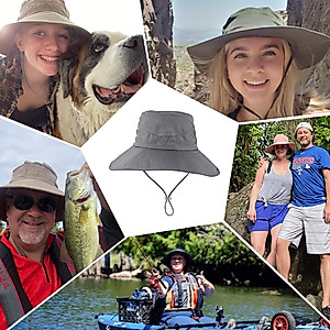 Mukeyo Womens Ponytail Sun Hat Summer Foldable Wide Brim Outdoor UV Protection Mesh Bucket Cap for Beach Fishing Hiking Gardening Grey