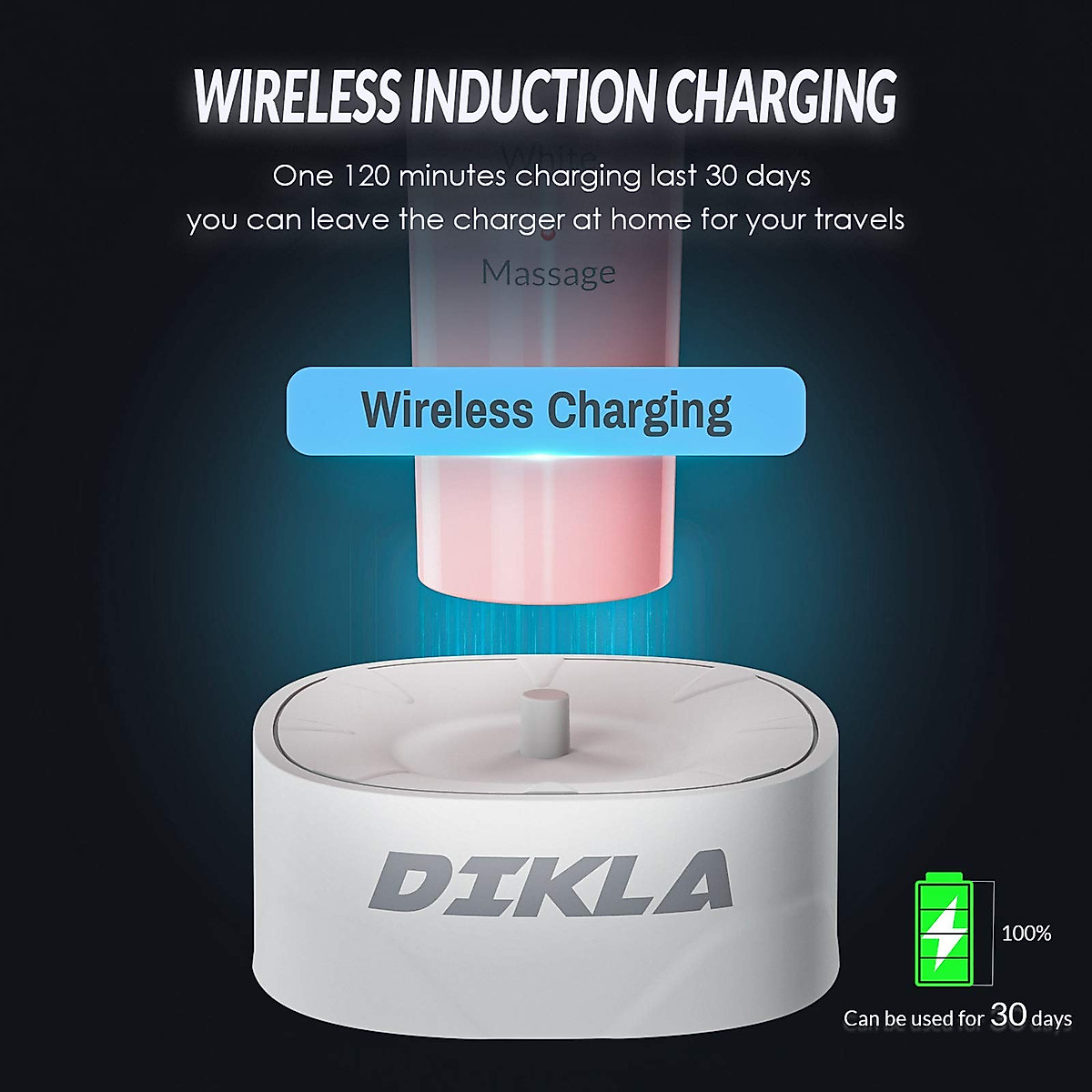 DIKLA Sonic Electric Toothbrush for Adults Dissolve Plaque on Teeth, Vibrating Toothbrush 4 Modes with Smart Timer 44,000 VPM Motor Whitening Rechargeable Cordless Fast Charge(Pink)