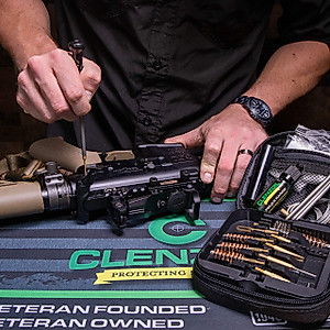 Clenzoil Field & Range Tactical Gun Cleaning Kit | Black | All-in-One Rifle & Pistol Cleaning Kit | Includes Field & Range CLP, Bore Brushes, Patches, Rod, Cable, Handle, Brush, Tools & More!