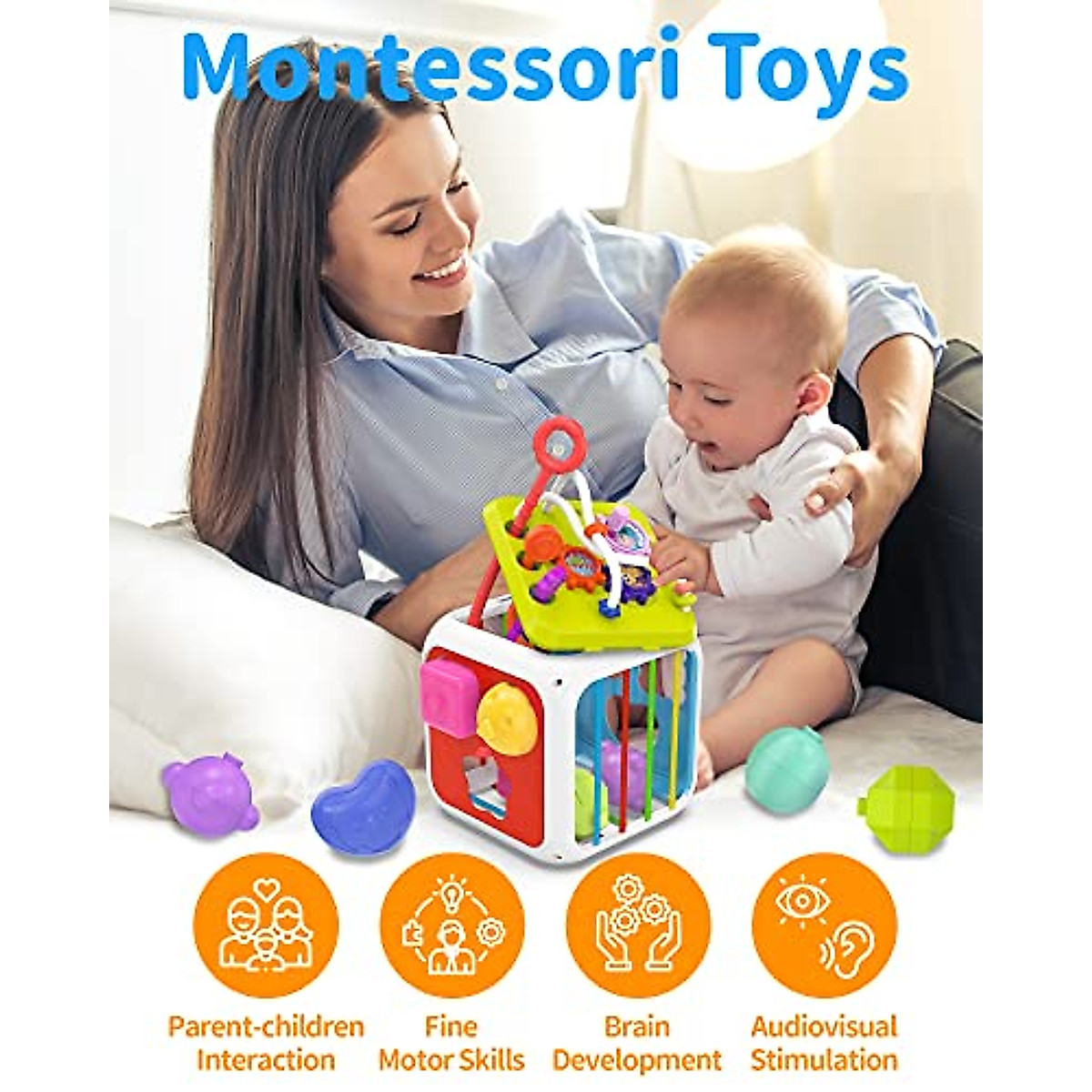 kecristv 7-in-1 Baby Sensory Montessori Toys for 1 Year Old, Toddler Toys for 1 2 Year Old Boys Girls Birthday Gifts, Baby Toys 6 to 12 Months, Multifunction Learning Education Preschool Toys