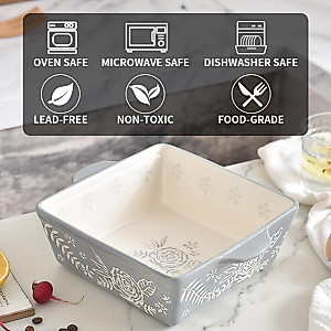 Wisenvoy Baking Dish 8x8 Baking Pan Brownie Pan Casserole Dish Hand-Painted Casserole Dishes For Oven Lasagna Pan