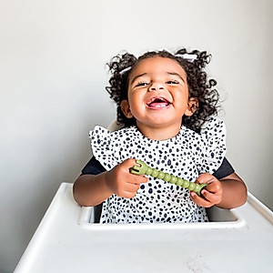 BapronBaby Flutter Organic Dot Bapron - No Neck Tie Safer Bib for Baby & Toddler - Soft Waterproof Stain Resistant - Machine Washable - Sz Baby/Toddler 6m-3T