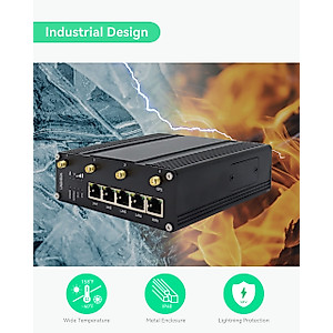 LINOVISION Industrial 5G Cellular Router with Dual 5G SIM Cards and RS232/RS485 IoT Integration, 5G LTE Router Supports Gigabit Ethernet, WiFi 5G/4G