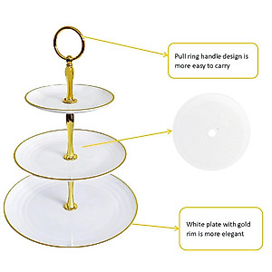 RAUVOLFIA 3 Pack 3 Tier Cupcake Stand, Plastic Tiered Serving Stand, Dessert Tray for Tea Party, Baby Shower and Wedding (White)