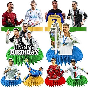10 PCS Soccer Birthday Decorations Honeycomb Centerpieces, Football Star Party Decorations for Baby Shower, Soccer Themed Birthday Party Supplies Soccer Party Decorations