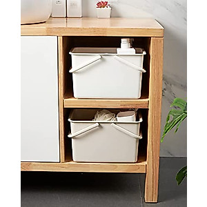 ALINK Plastic Shower Caddy Basket with Handle, Portable Storage Organizer for College Dorm, Bathroom, Kitchen - Pink