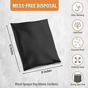 Trail Essentials Adult Diaper Disposal Bags - Tape-Seal, Large, Black Opaque Disposal Bags for Adult Diapers, Incontinence Underwear and Personal Hygiene Products (Black)