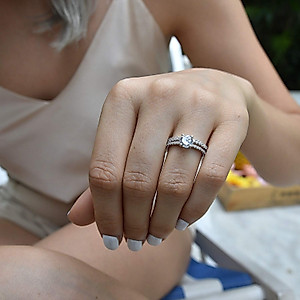 LEMON GRASS 1 Ct Halo Solitaire Cubic Zirconia Promise Engagement Ring 925 Sterling Silver Ring Size 7