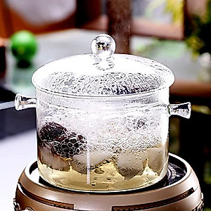 Glass Cooking Pot - 1.5L/50OZ Glass Saucepan Heat-Resistant Borosilicate Glass Handmade Cookware Set stovetop Pot - Safe for Pasta Noodle, Soup, Milk, Tea,salad (1.5L/50OZ)