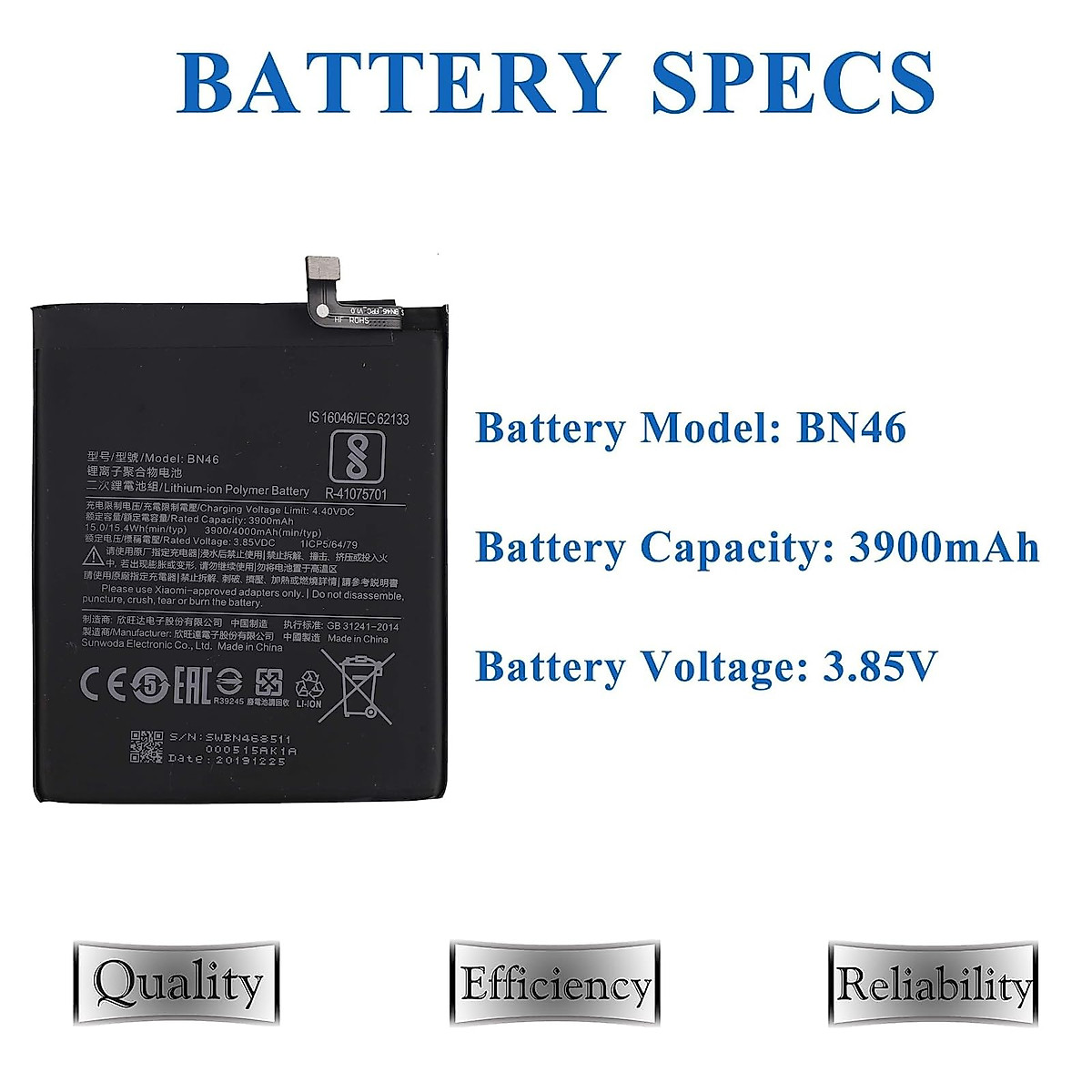 MAXSHARKS New Upgraded Battery for Redmi 7 / Redmi Note 8 & Note 8T, BN46 Replacement Battery Compatible with Redmi 7 / Redmi Note 8 & Note 8T, with Repair Tools