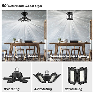 LED Garage Lights 120W LED Shop Light with 6 Ultra Bright Adjustable Panels Led Lights for Garage Light Deformable Ceiling Lights for Garage Attic Basement E26 E27 Base (8 Pack)