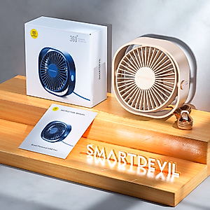 SMARTDEVIL Small Personal USB Desk Fan, 3 Speeds Portable Desktop Table Cooling Fan Powered by USB, Strong Wind, Quiet Operation, for Home Office Car Outdoor Travel (Light Brown)