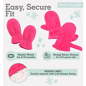 Brook + Bay Toddler Hat & Glove Set - Toddler Mittens & Winter Hat - Baby Fleece Hat for Infant Kids Set 2-3 years old - Pink