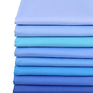 Solids Blues 8 Fat Quarters Quilting Fabric Bundles, Precut Cotton Fabric for Sewing Crafting,(Solids Blue)