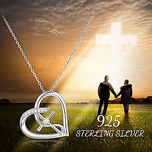 CHENGHONG Cross Necklace for Women 925 Sterling Silver Heart Infinity Faith Pendant Necklace Cross Jewelry Gifts for Girls Men