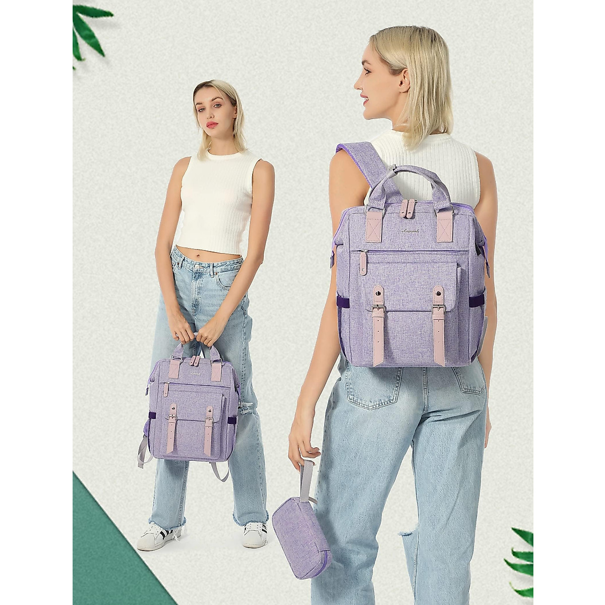 LOVEVOOK Laptop Backpack for Women, Teacher Nurse Bag Work Travel Computer Backpacks Purse,Water Resistant College School Student Bookbag with USB Charging Port, 17.3 inch