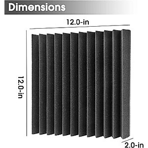 Acoustic Foam Panels 24 Pack 2”x12”x12” Sound Proof Padding Soundproofing Studio Foam Wedges (24 Square Feet)