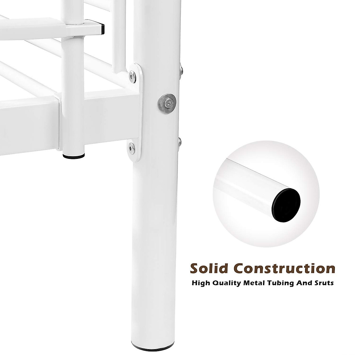 Bonnlo Bunk Bed Twin Over Twin, Metal Bunk Beds White for Girls/Boys/Adults, Anti-Slip Flat Step, No Box Spring Needed