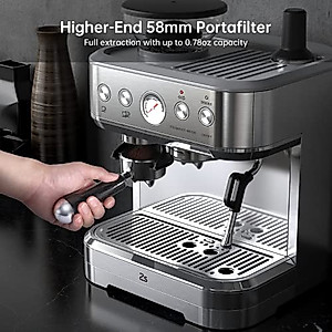 Zstar Espresso Machine with Milk Frother and Grinder, 15 Bar Automatic Espresso Coffee Machine All In One Coffee Maker with Italian ULKA Pump, 2.5L Water Tank, Brushed Stainless Steel for Home Office