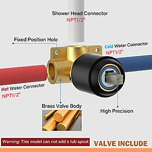 Holispa Shower Faucet, Black Shower Faucet Set with 8-Inch Rainfall Shower Head, Single-Handle Shower Trim Kit Included Shower Valve, Matte Black