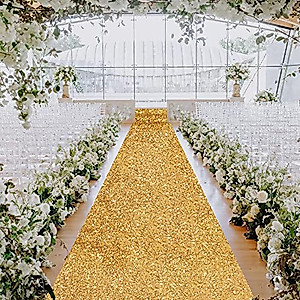 Wedding Aisle Runners 2ft x 15 ft Gold Sequin Aisle Runner Glitter Carpet Runner for Indoor Outdoor Party Ceremony Hallway Decor