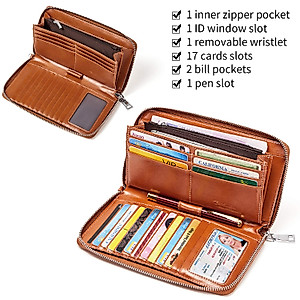 BOSTANTEN Womens Leather Wallets RFID Blocking Large Capacity＆Leather 15.6 inch Laptop Backpack Computer Bag