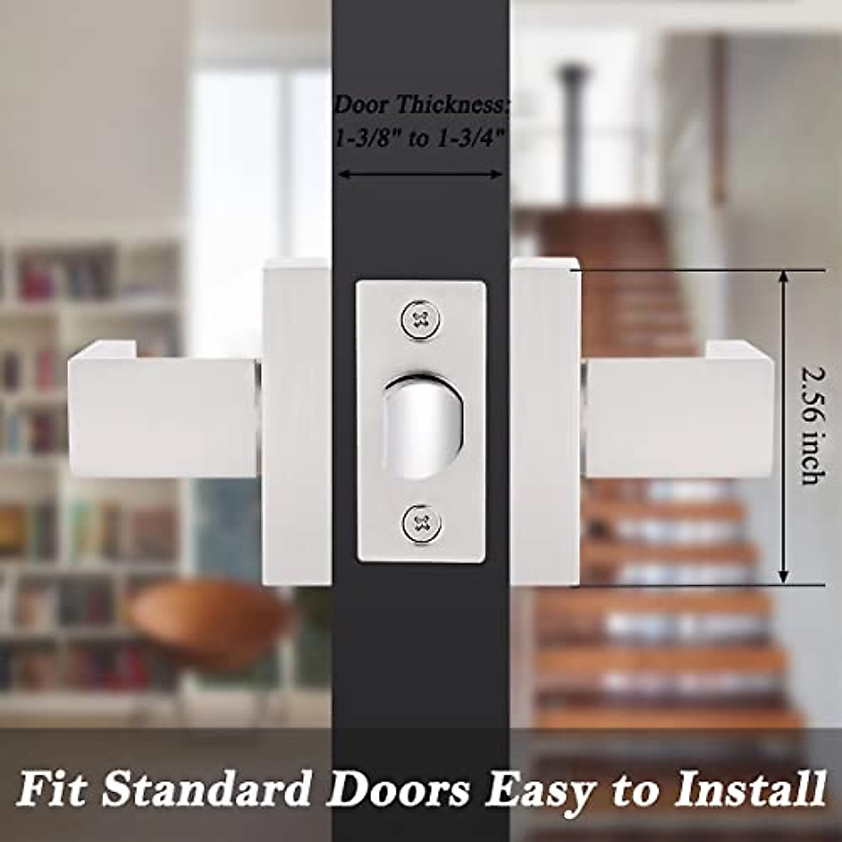 Probrico 6 Pack Square Door Lever Door Lock Handle Lockset Keyless Doorknobs Passage Knobs Lockset Interior Hallway Passage Closet in Satin Nickel