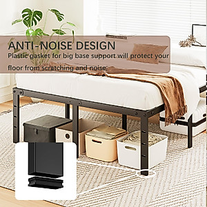 AGXI 20 Inch King Bed Frame No Box Spring Needed, Heavy Duty Tall Metal Platform with Large Storage Space, Easy Assembly Strong Bearing Capacity, Noise Free