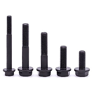 M10-1.5 x 20mm Flanged Hex Bolts Screws, 10.9 Grade Alloy Steel Hexagon Flange Bolts for Machinery Automotive, Black Oxide Finish, Full Thread, 10 PCS