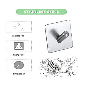 Adhesive Hooks - 5 Pack Heavy Duty Wall Hooks Waterproof Stainless Steel Hooks for Hat Towel Robe Hooks Rack Wall Mount-Bathroom Kitchen Home Hotel Office Cabinet and Bedroom CHROM02