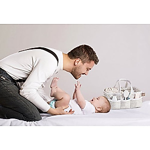 Trend Lab Dove Gray Chevron Storage Caddy Diaper Organizer for Baby Nursery and Changing Table Accessories, 12 in x 6 in x 8 in (Pack of 2)