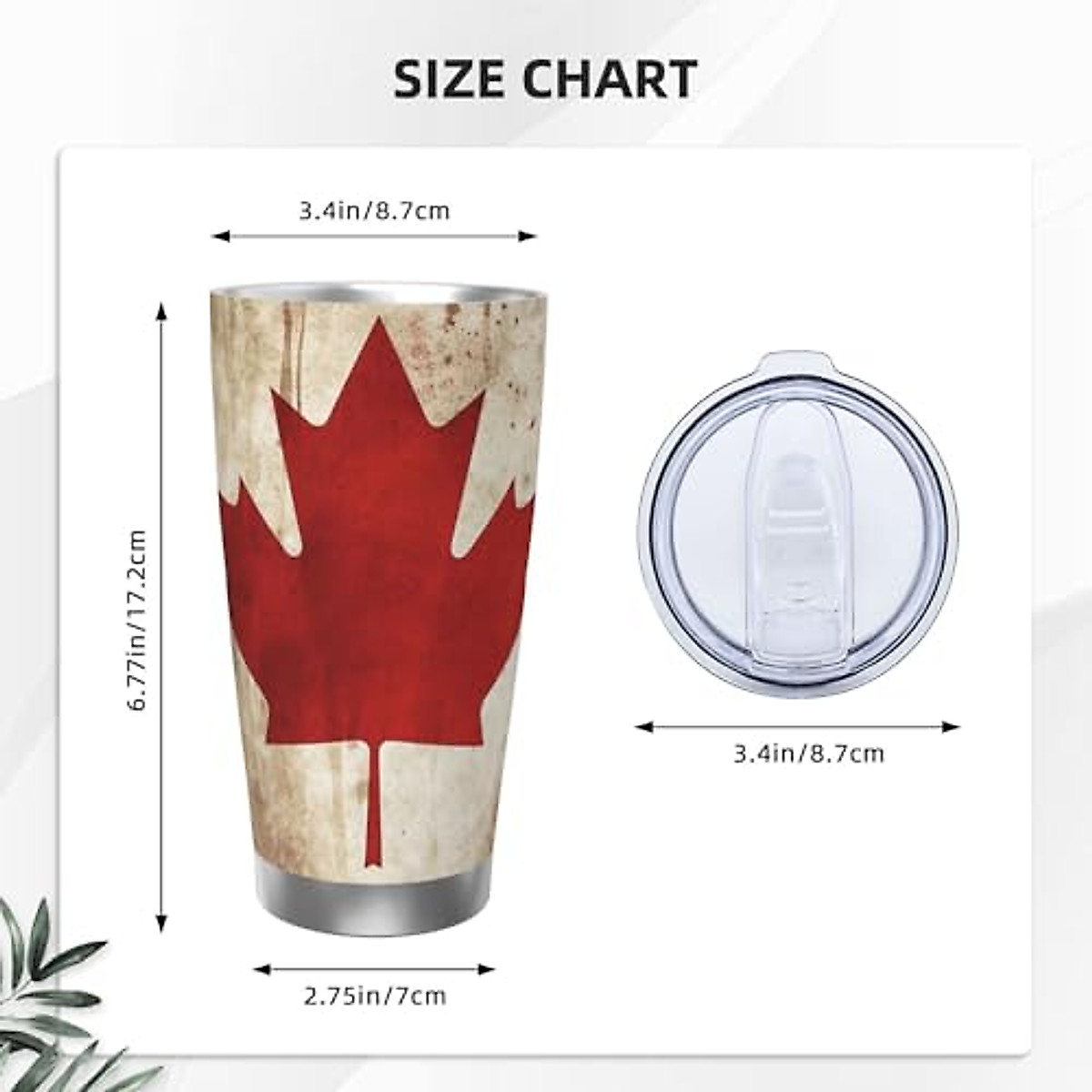 Retro Canada Flag Tumbler with Lid and Straw 20oz Stainless Steel Car Cup for Hot and Cold Drinks, Double Wall Insulated Travel Coffee Mug Reusable Drink Thermos Cup Birthday Gifts
