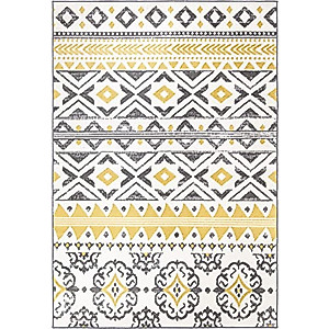 Rugshop Leiria Bohemian Geometric Area Rug 5' x 7' Yellow