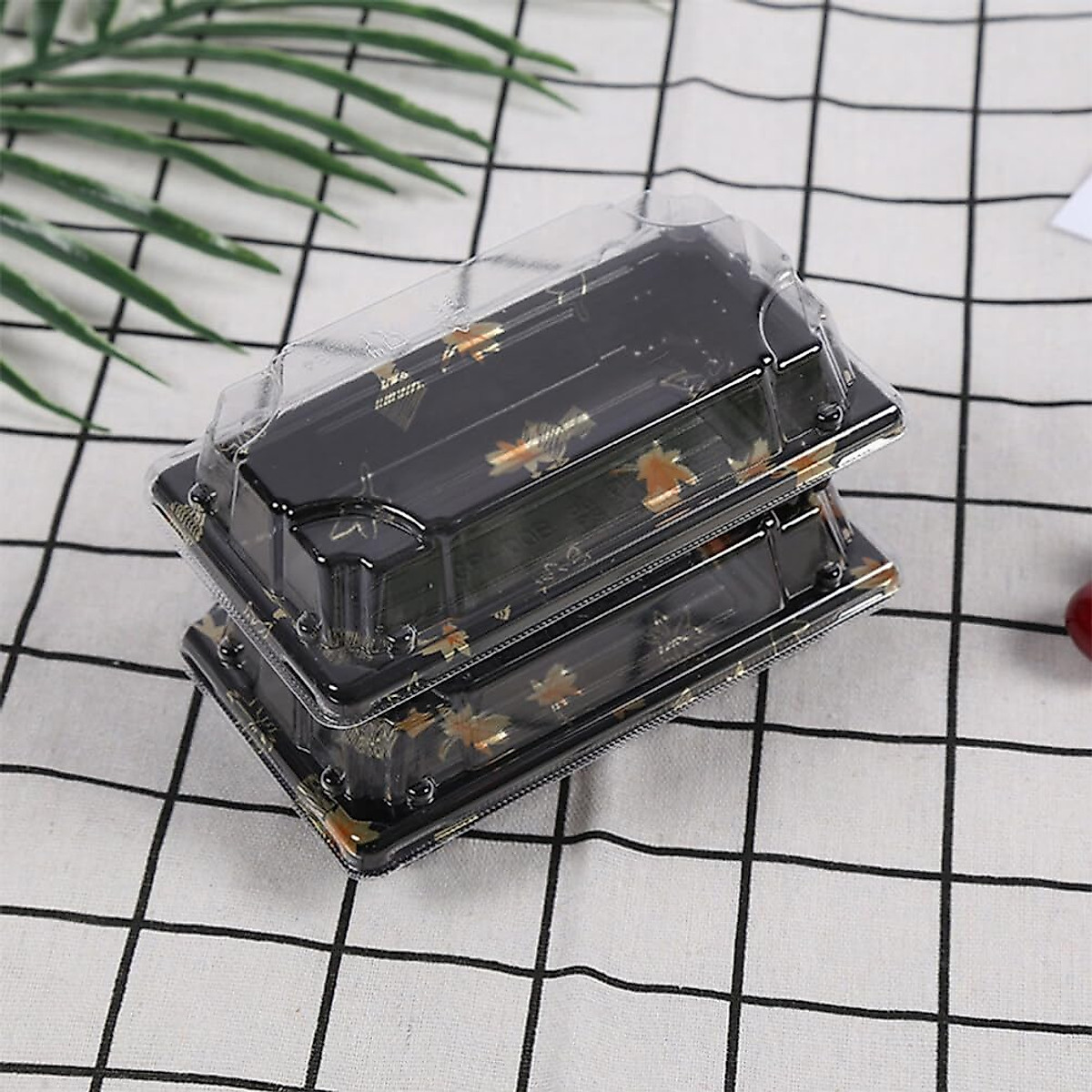 Luxshiny 50Pcs Sushi Trays with Lids, Disposable Sushi Packing Box Sandwich Boxes Fruit Cake Carry Out Container Take Out Boxes