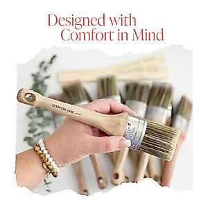 Chalk Style Paint Brush - Oval Brush with Synthetic Bristles for Smooth Furniture Paint Application with Minimal Brush Strokes, No Shedding, Vegan, Best for Water-Based Paint - 1.5"