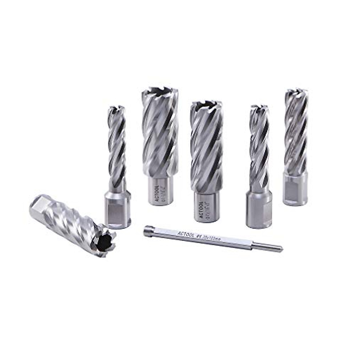 ACTOOL 6 PC 1/2" to 1-1/16" HSS ANNULAR Cutter Set 2" Cutting Depth with 3/4'' Weldon Shank