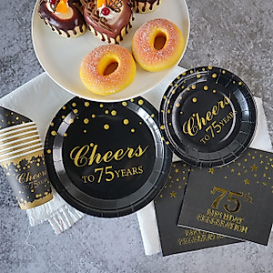 Pandecor Birthday Party Plates and Napkins Party Supplies Set Serve up to 20 Guests (75 years old)