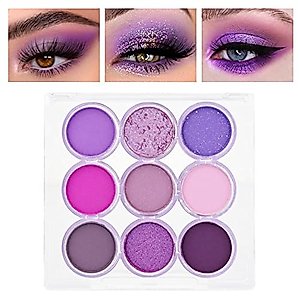 Waterproof 9 Colors Shimmer Matte Eyeshadow Palette.Longwearing Highly Pigmented Glitter Powder Palet.Matt Pink Shiny Purple Eye shadow Palet Eye Makeup.paleta de sombras moradas