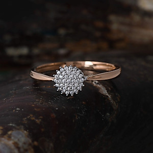 DZON 10k Rose Gold 1/10CT TDW Round Diamond Composite Promise Ring for Her (I-J,I2)