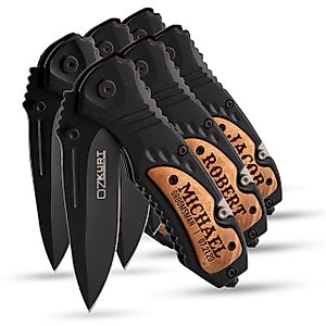 Groomsmen Gifts Set of 6, Personalized Pocket Knife Engraved for Groomsmen - Customized Knives w/Pocket Clip