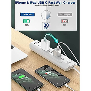 Apple Charger, 3Pack USB C Charger Block [Apple MFi Certified] USB C Wall Charger PD 3.0 USB C Adapter with Type C Charger Fast Charging Plug for iPhone 14/13/12/11/X, iPad/iPad Pro/iPad Mini/iPad Air