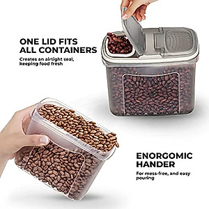 LARGE SET 28 pc Airtight Food Storage Containers with Lids (14 Container Set) Airtight Plastic Dry Food Space Saver Boxes, One Lid Fits All - Stackable Freezer Refrigerator kitchen Storage Containers