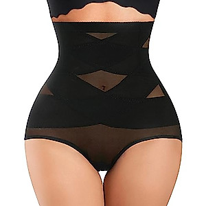Nebility Women Butt Lifter Shapewear Hi-Waist Double Tummy Control Panty Waist Trainer Body Shaper (M, Black)