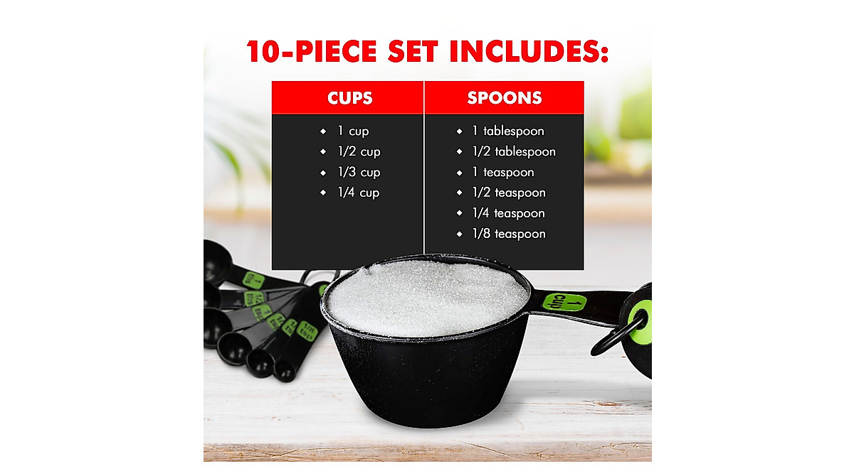 Chef Craft 10-Piece Plastic Measuring Cups Set | Easy Read & Dishwasher ...