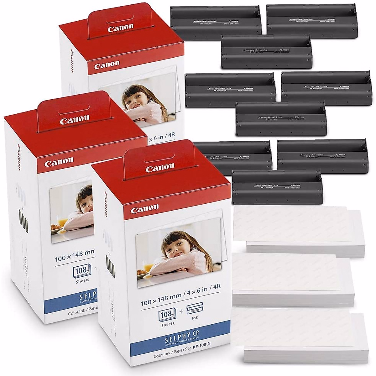 Canon KP-108IN Color Ink and Paper Set Includes Total of 324 Sheets and 9 Ink Cartridges