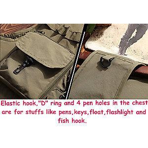 Flygo Men's Multi-Pocket Outdoor Quick Dry Mesh Fishing Safari Photo Work Vest (Large, Black)